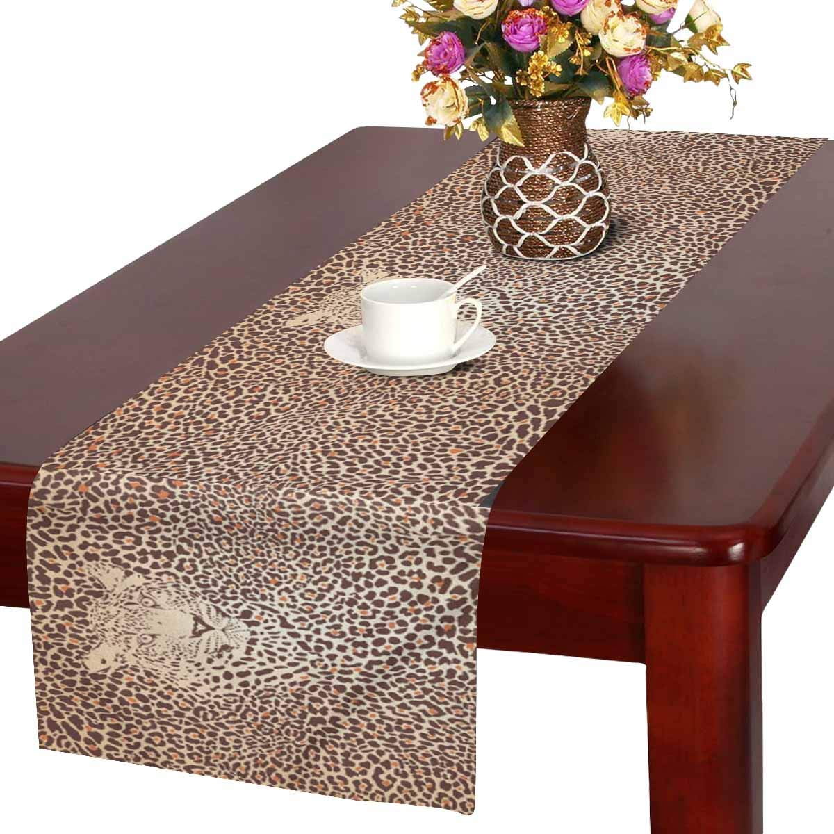 MKHERT Leopard Skins and Head Colorful Wild Animal Print Table Runner ...
