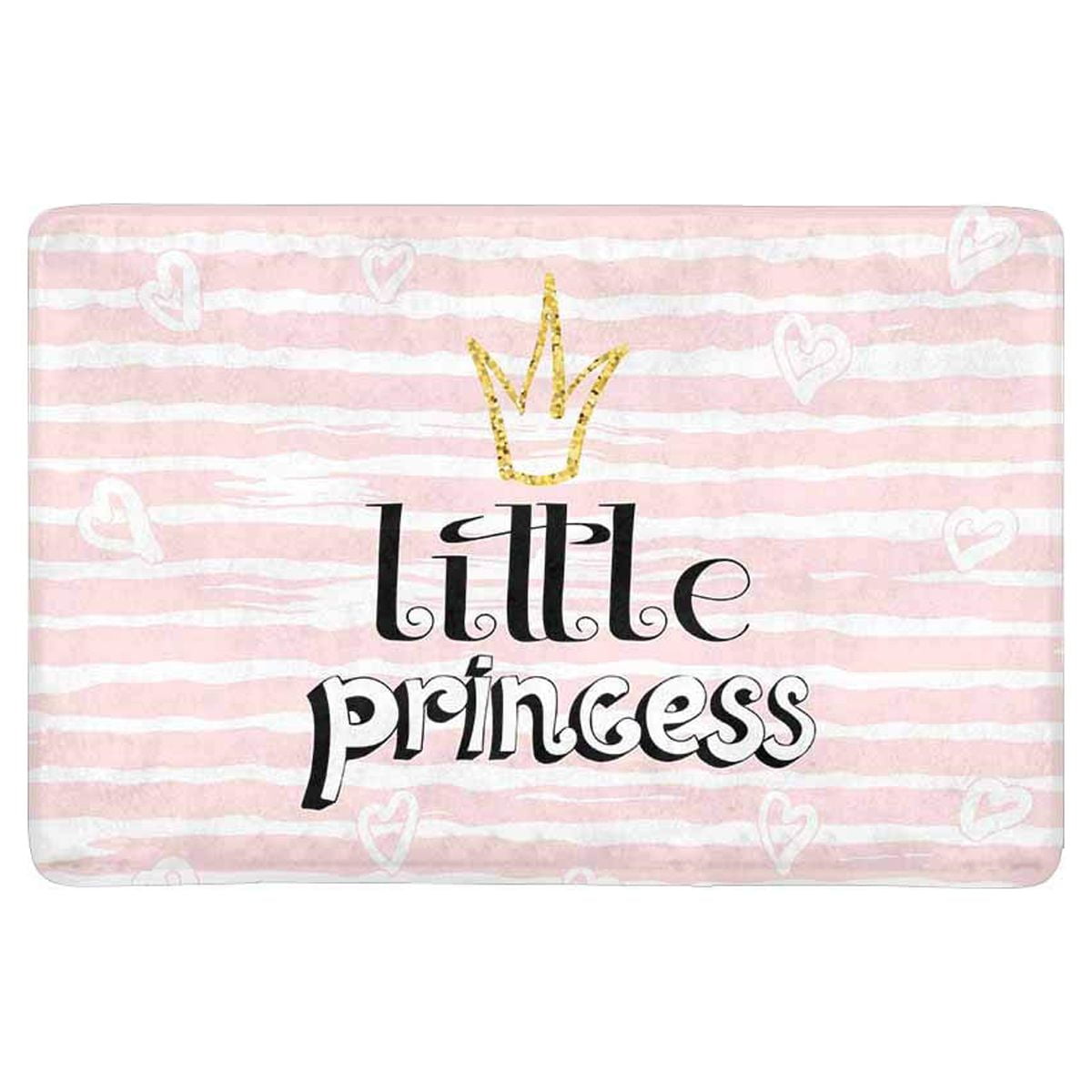 MKHERT Little Princess with Glitter Crown and Stripes Doormat Rug Home ...