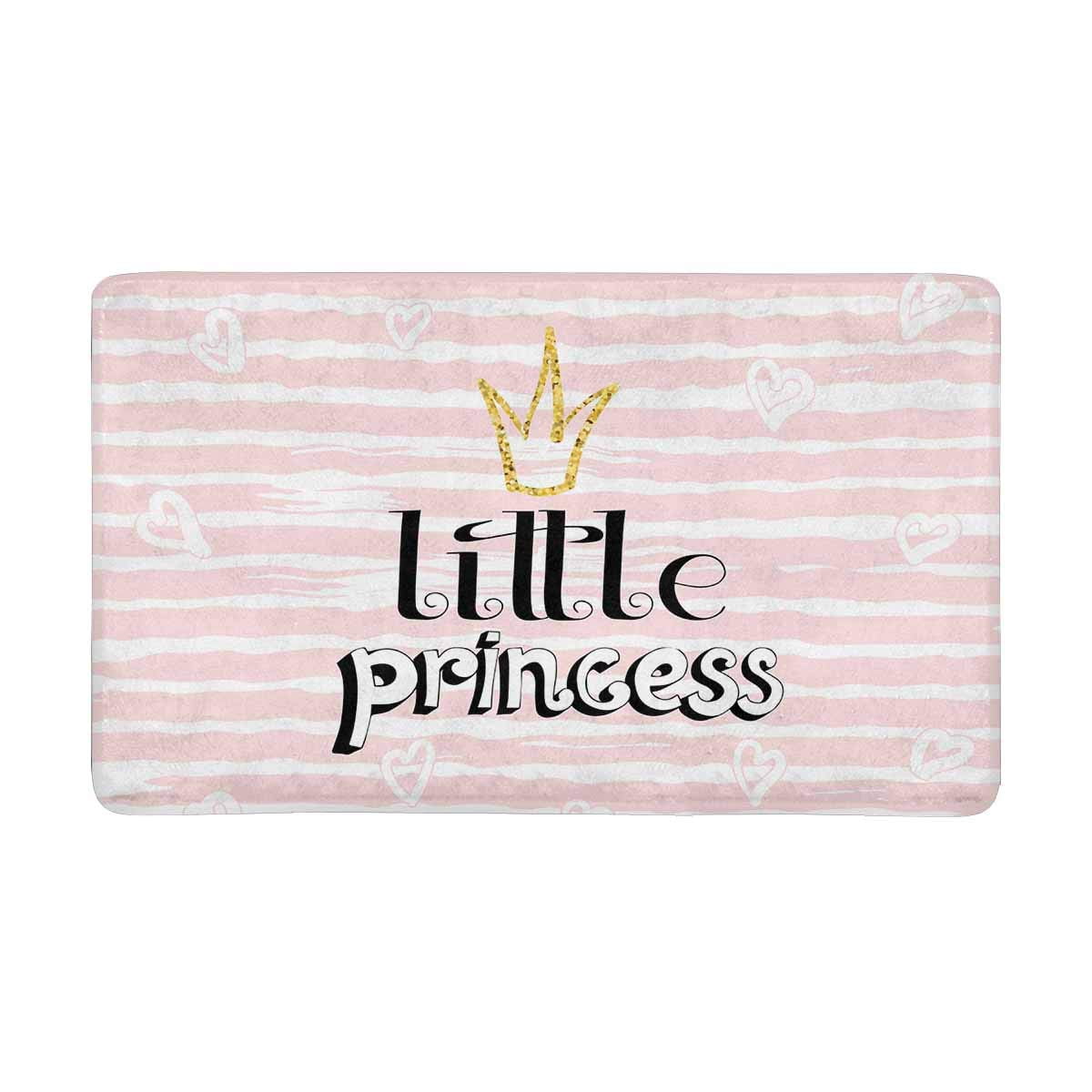 MKHERT Little Princess with Glitter Crown and Stripes Doormat Rug Home ...