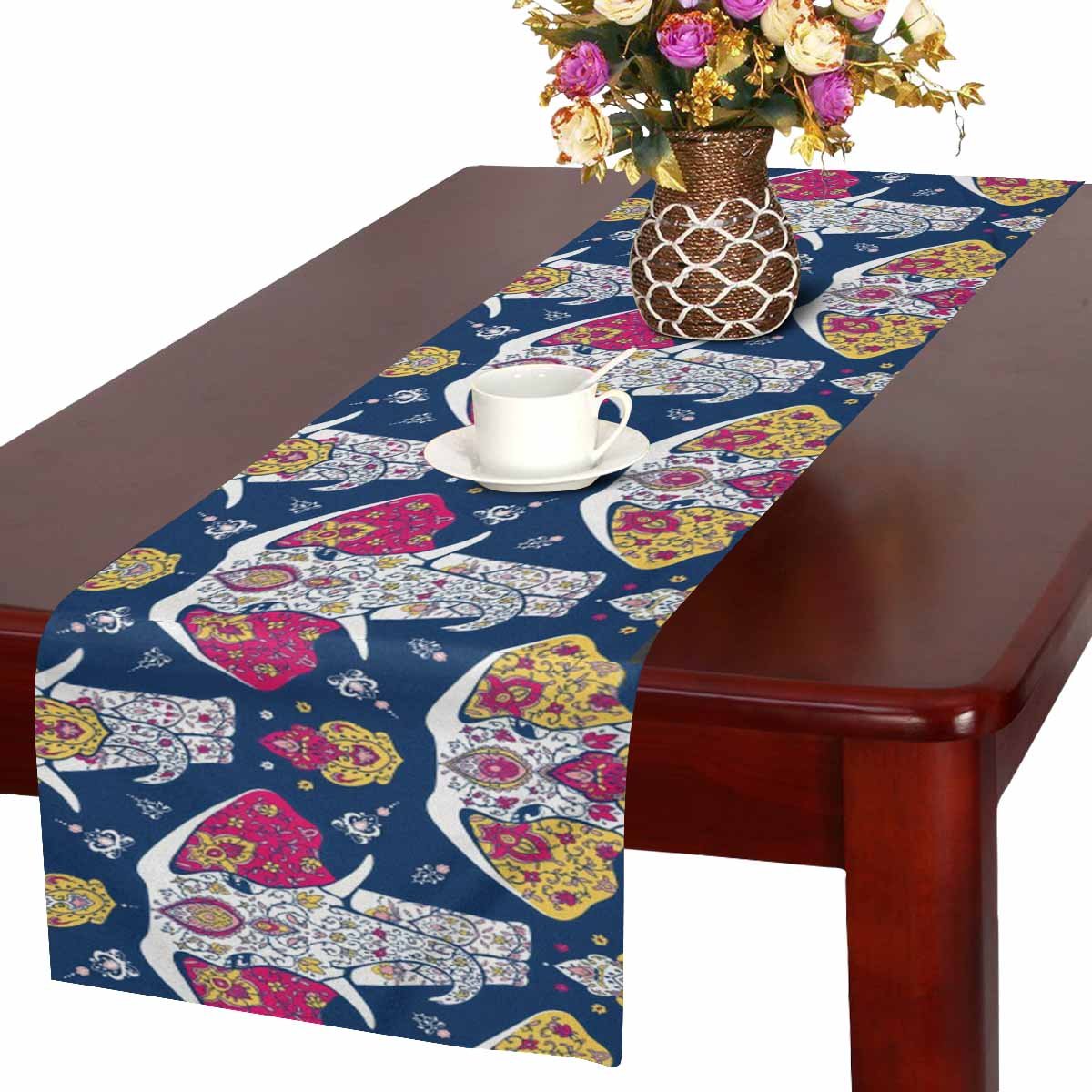 MKHERT Mandala and Elephant Yoga India Arabic Style Table Runner Home ...