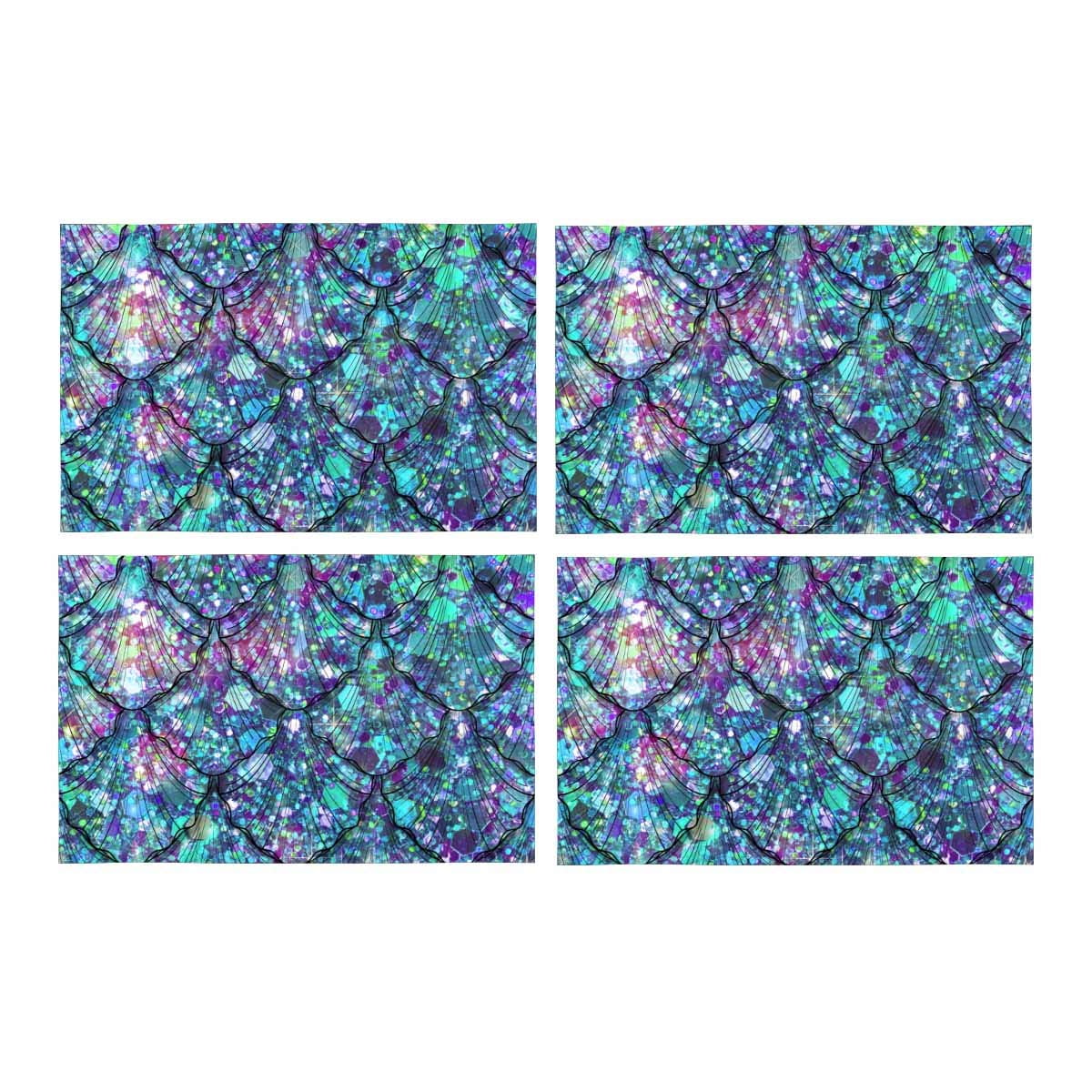 MKHERT Mermaid Tails and Scales in Glitter Jewel Style Placemats Table ...