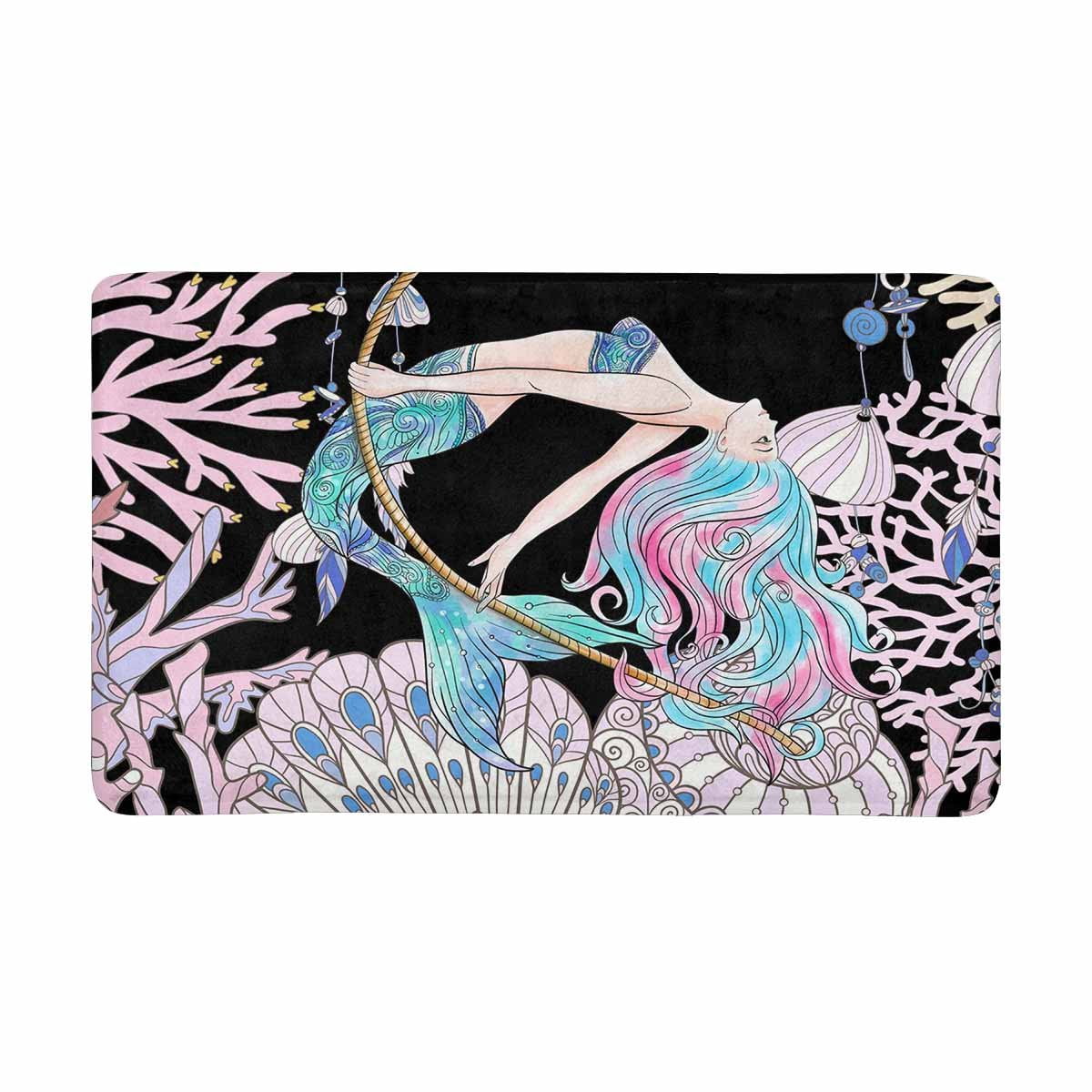 MKHERT Mermaid with Seashell and Coral under Sea World Doormat Rug Home ...