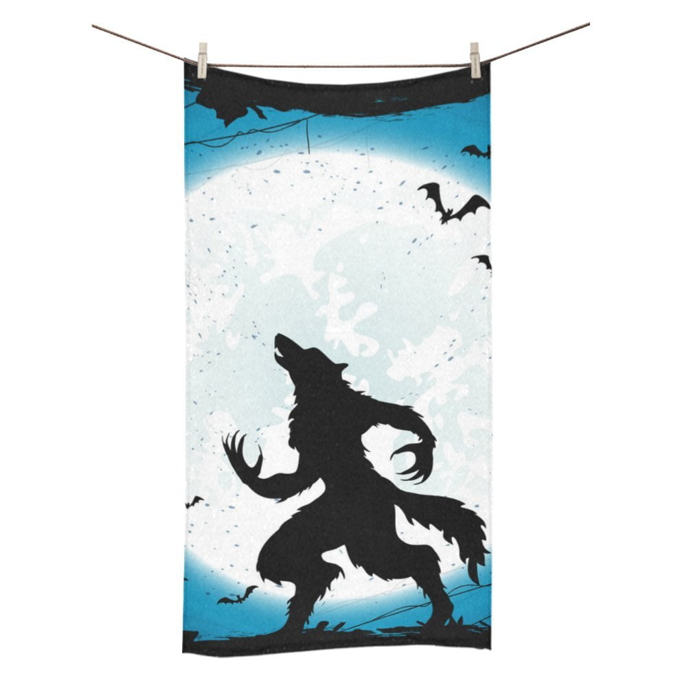 MKHERT Moon On Blue Sky and Werewolf Bath Towel Hand Towel Shower Towel ...