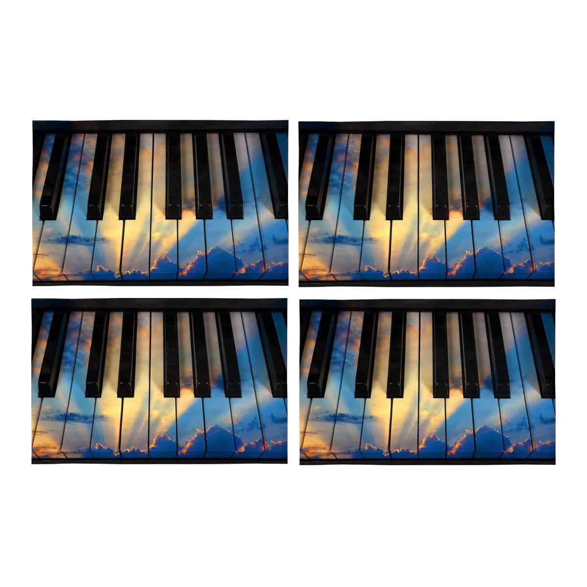 MKHERT Musical Theme Sunset Sky with Clouds On Piano Keys Placemats ...