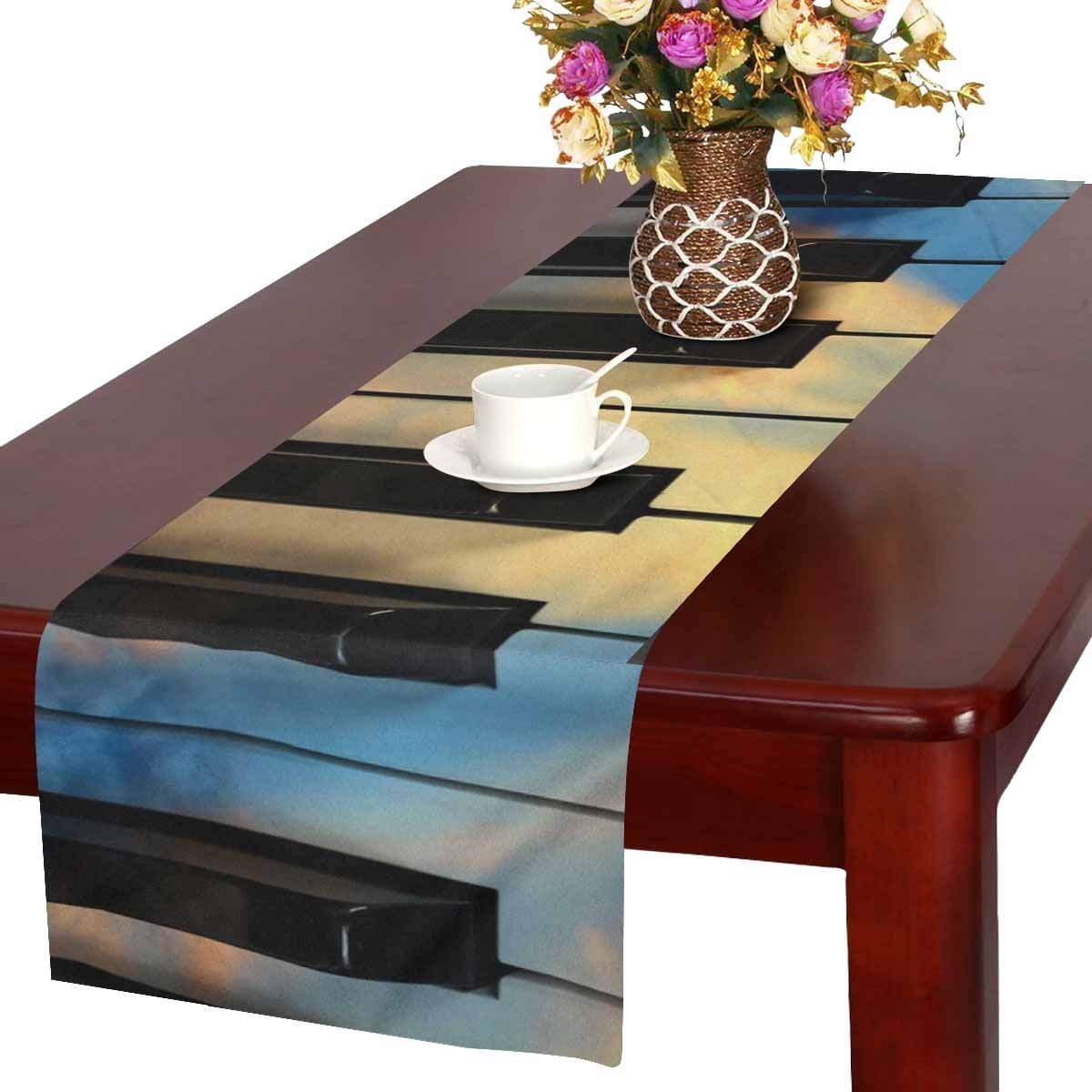 MKHERT Musical Theme Sunset Sky with clouds on Piano Keys Table Runner ...