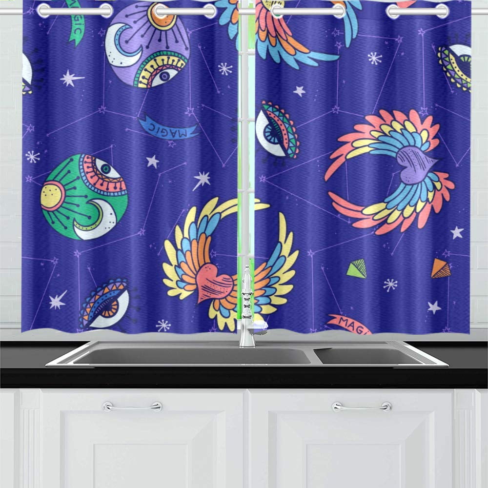 MKHERT Mystical Magic Window Curtain Kitchen Curtain 26x39 inch,Two ...