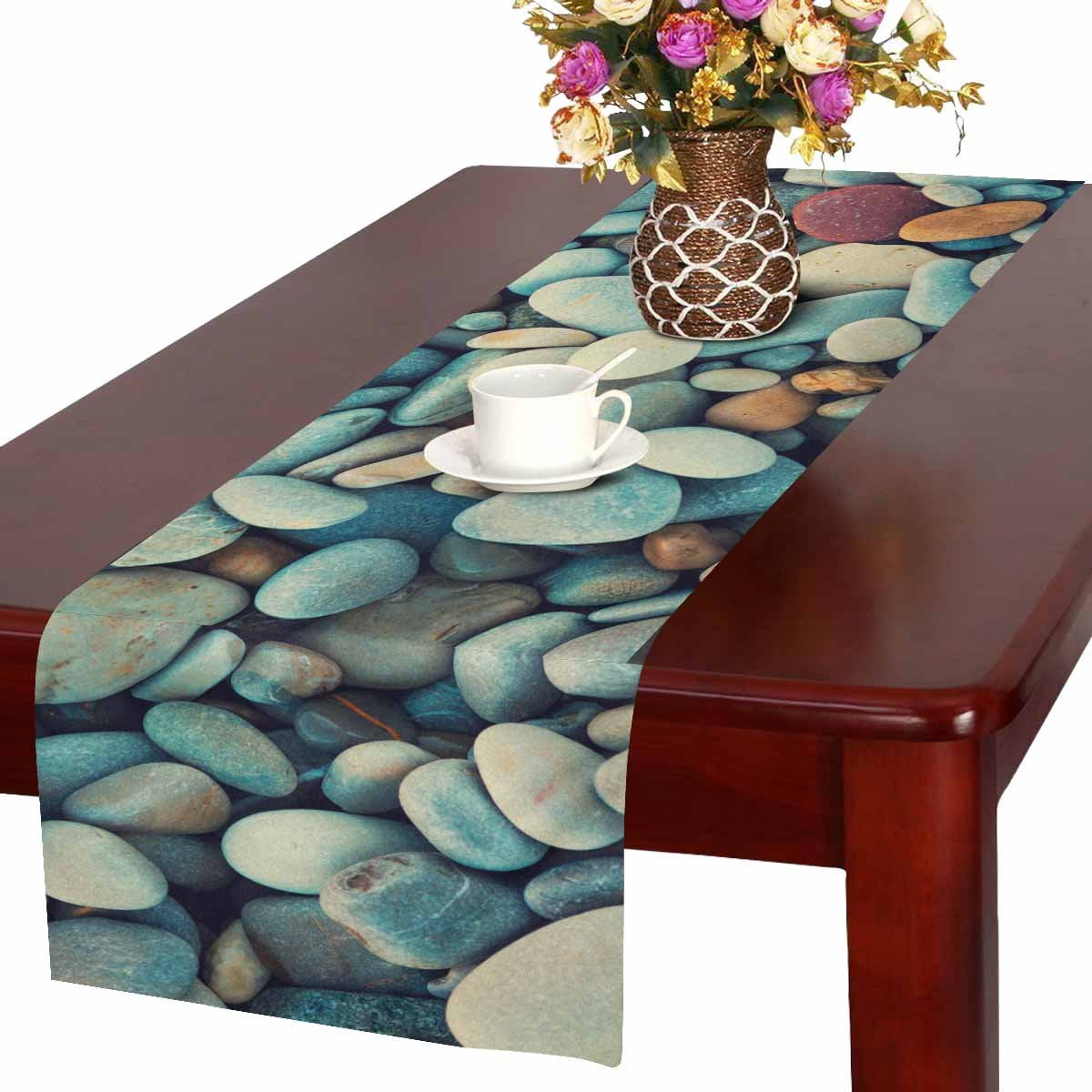 MKHERT Natural Abstract Vintage Colorful Pebbles Table Runner For ...