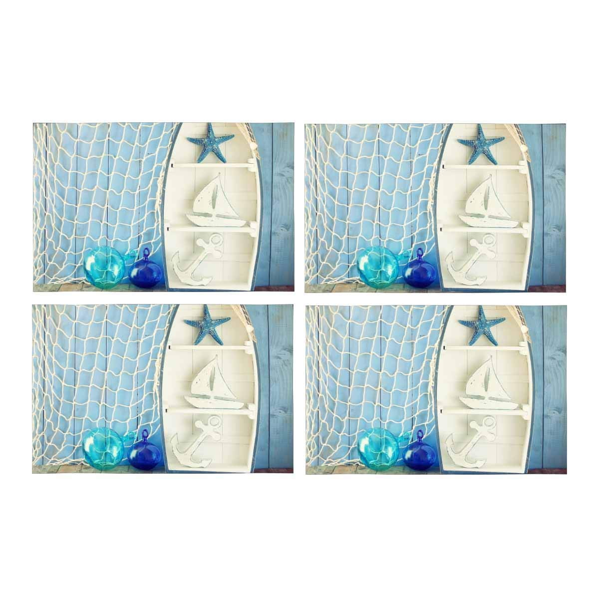 MKHERT Nautical Boat Shape Shelves on Wooden Table Placemats Table Mats ...