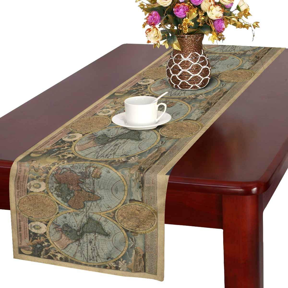 MKHERT Old World Map in Vintage Style Table Runner Home Decor for ...
