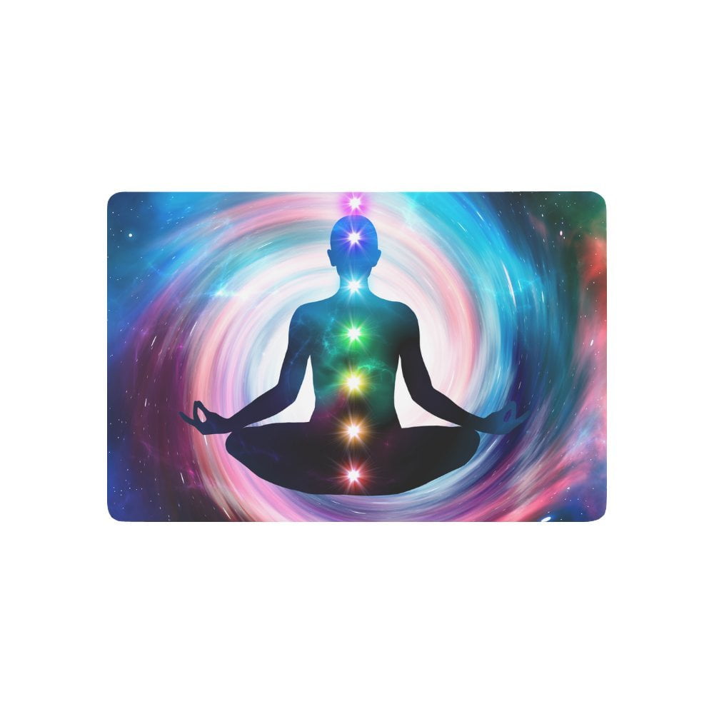 MKHERT Outer Space Meditation with Glowing Chakras Doormat Rug Home ...