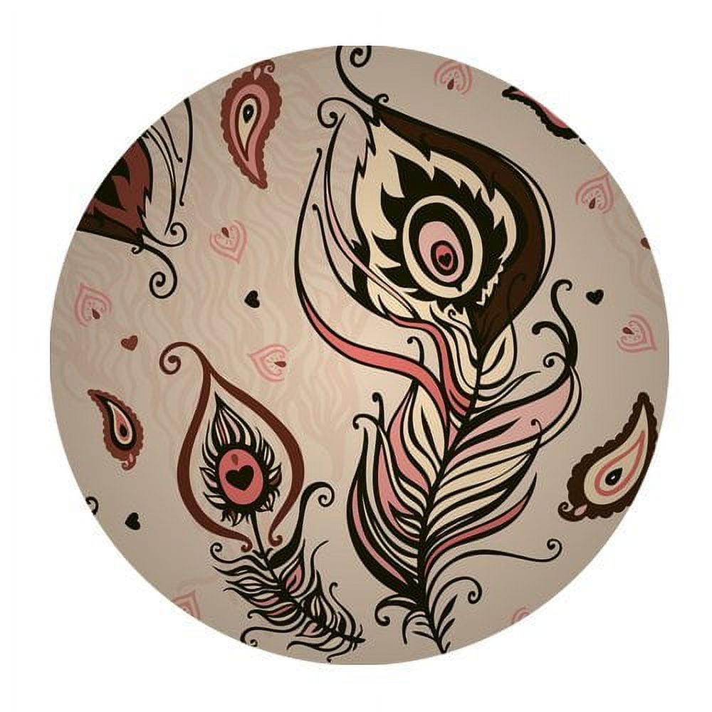 MKHERT Peacock Feather Round Mousepad Mat For Mouse Mice Size 7.87x7.87 ...