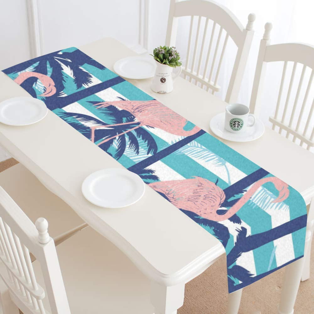 MKHERT Pink Flamingo Table Runner for Kitchen Wedding Party Home Decor ...