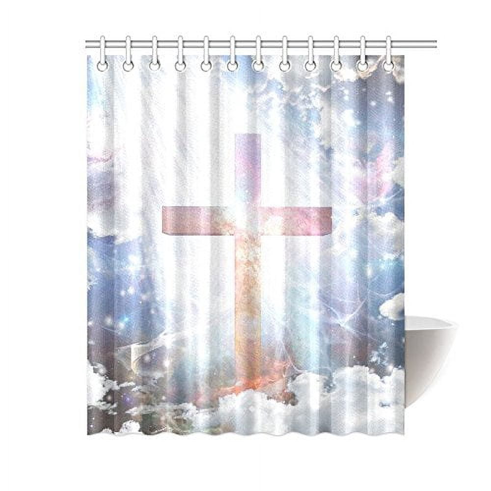 MKHERT Religious Cross in Sparkling Light Decor Waterproof Polyester ...