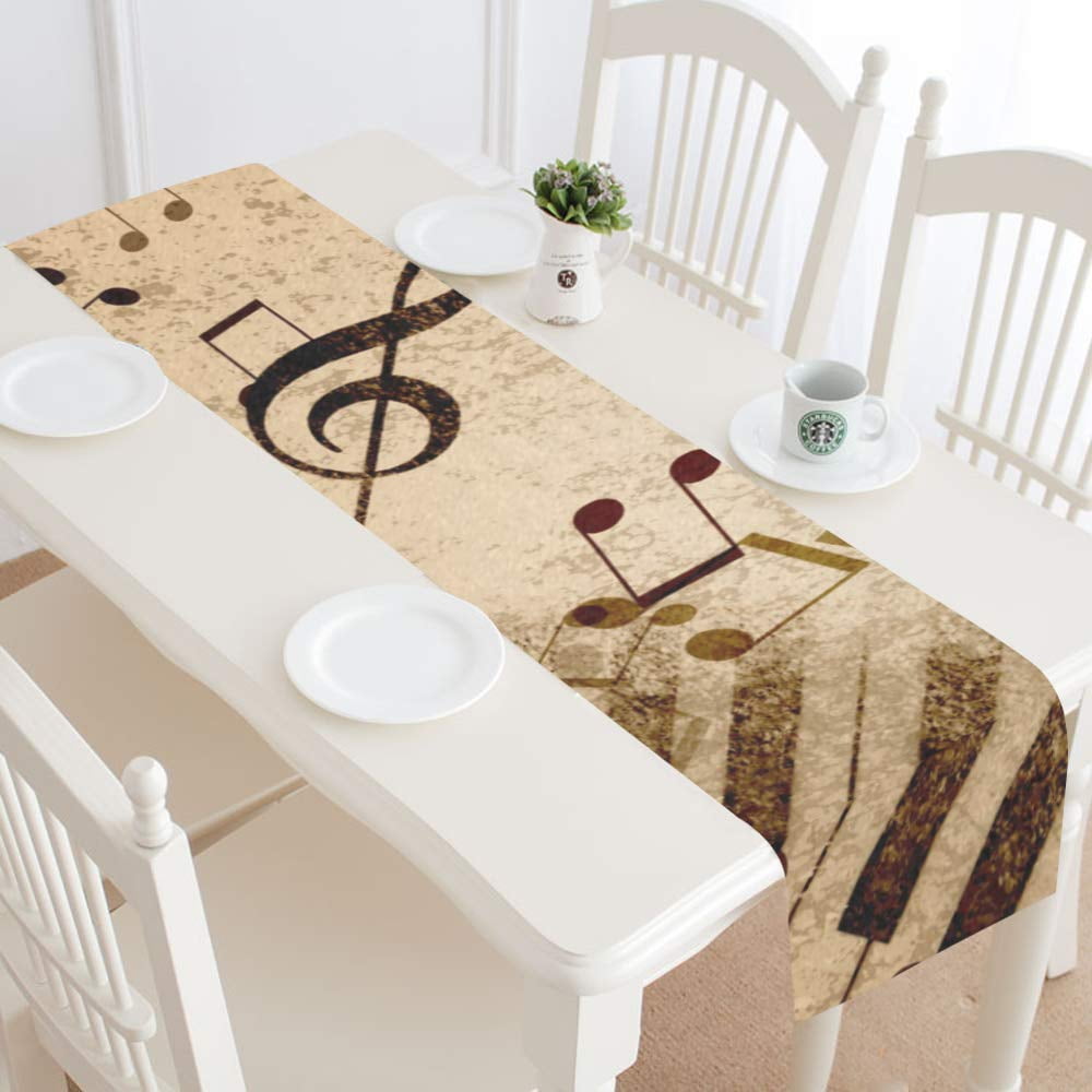 MKHERT Retro Music Pattern Table Runner for Kitchen Wedding Party Home ...