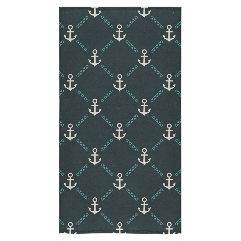MKHERT Seamless Pattern of Nautical Anchor Bath Towel 30x56 Inches ...