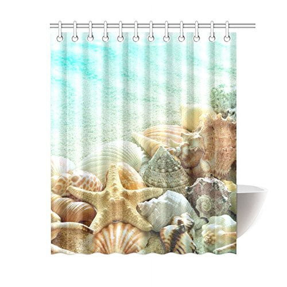 MKHERT Seashells Seashore Beach Shower Curtain Bath Curtain Waterproof ...