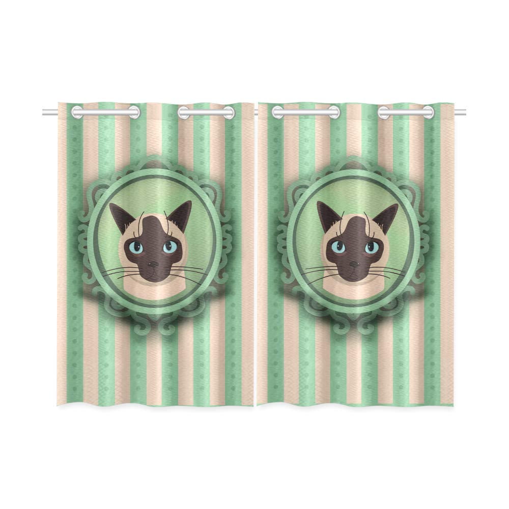MKHERT Siamese Cat Window Curtains Kitchen Curtain Room Bedroom Drapes ...
