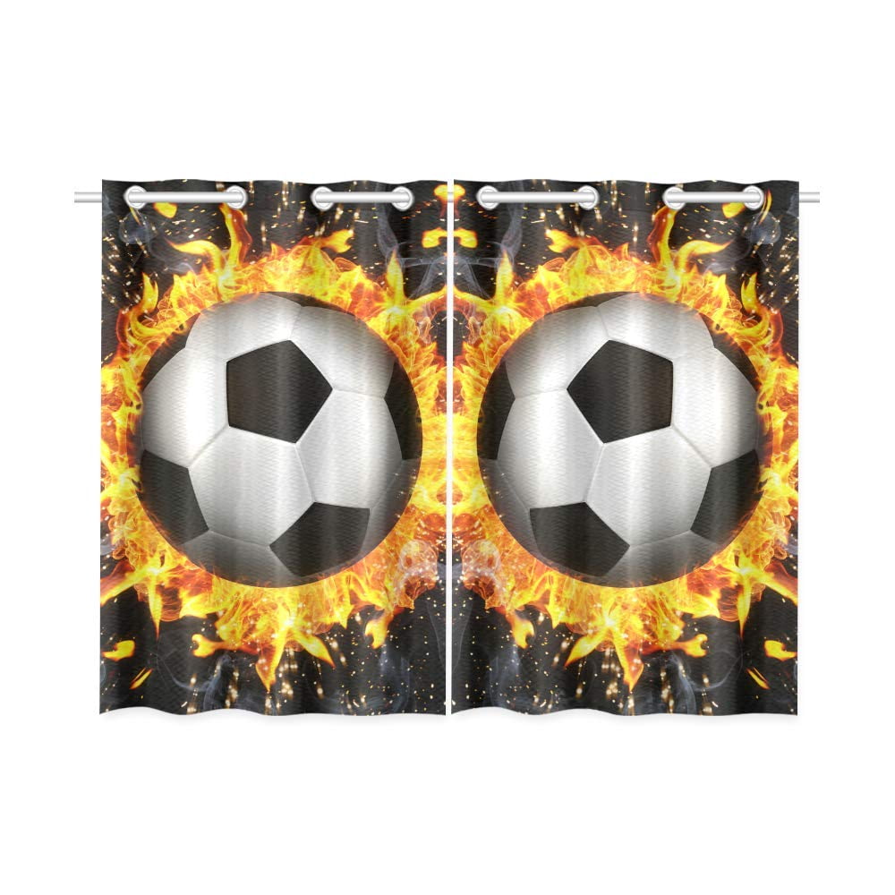 MKHERT Soccer Ball Window Curtain Kitchen Curtains Window Treatments ...
