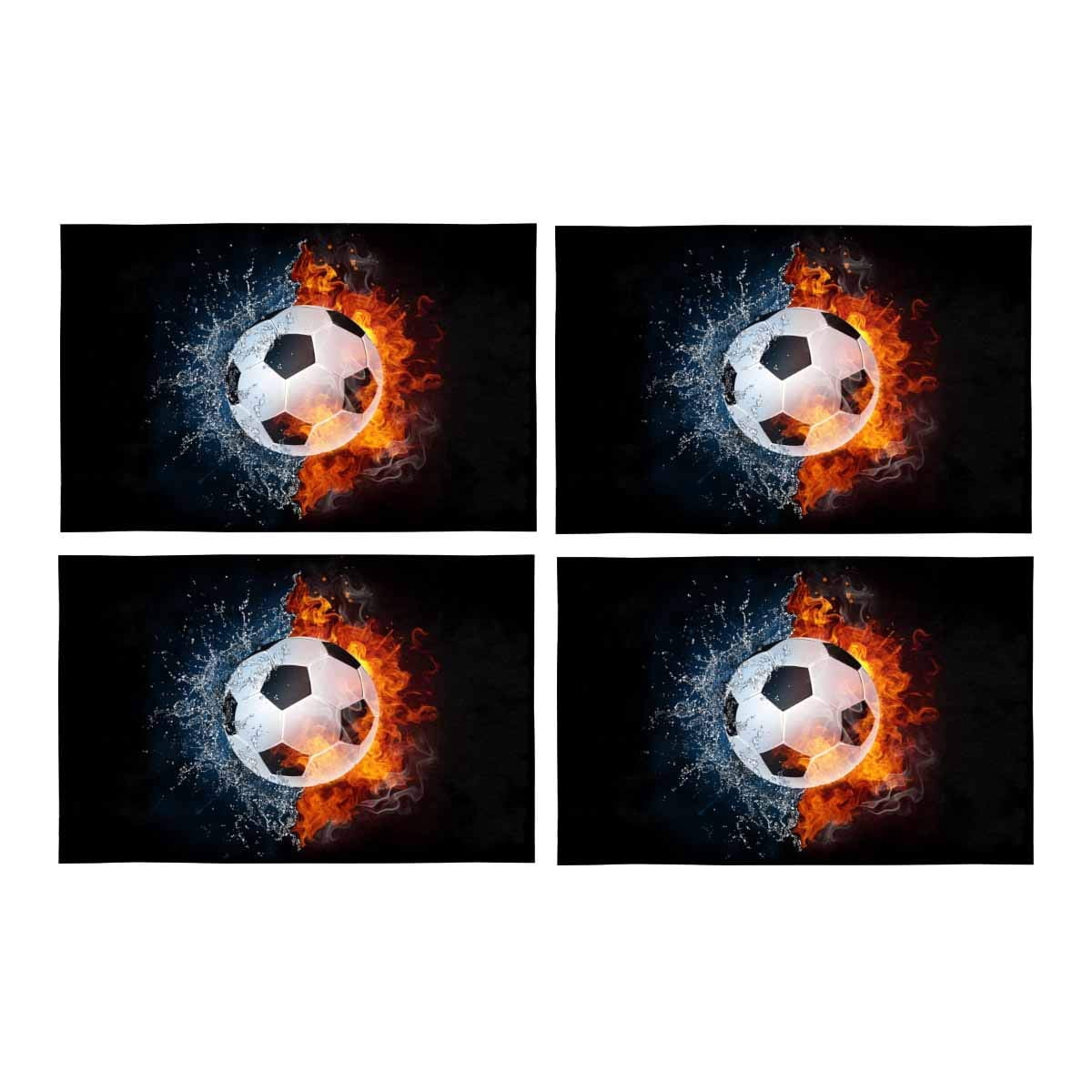 MKHERT Soccer Ball in Fire and Water Placemats Table Mats for Dining ...