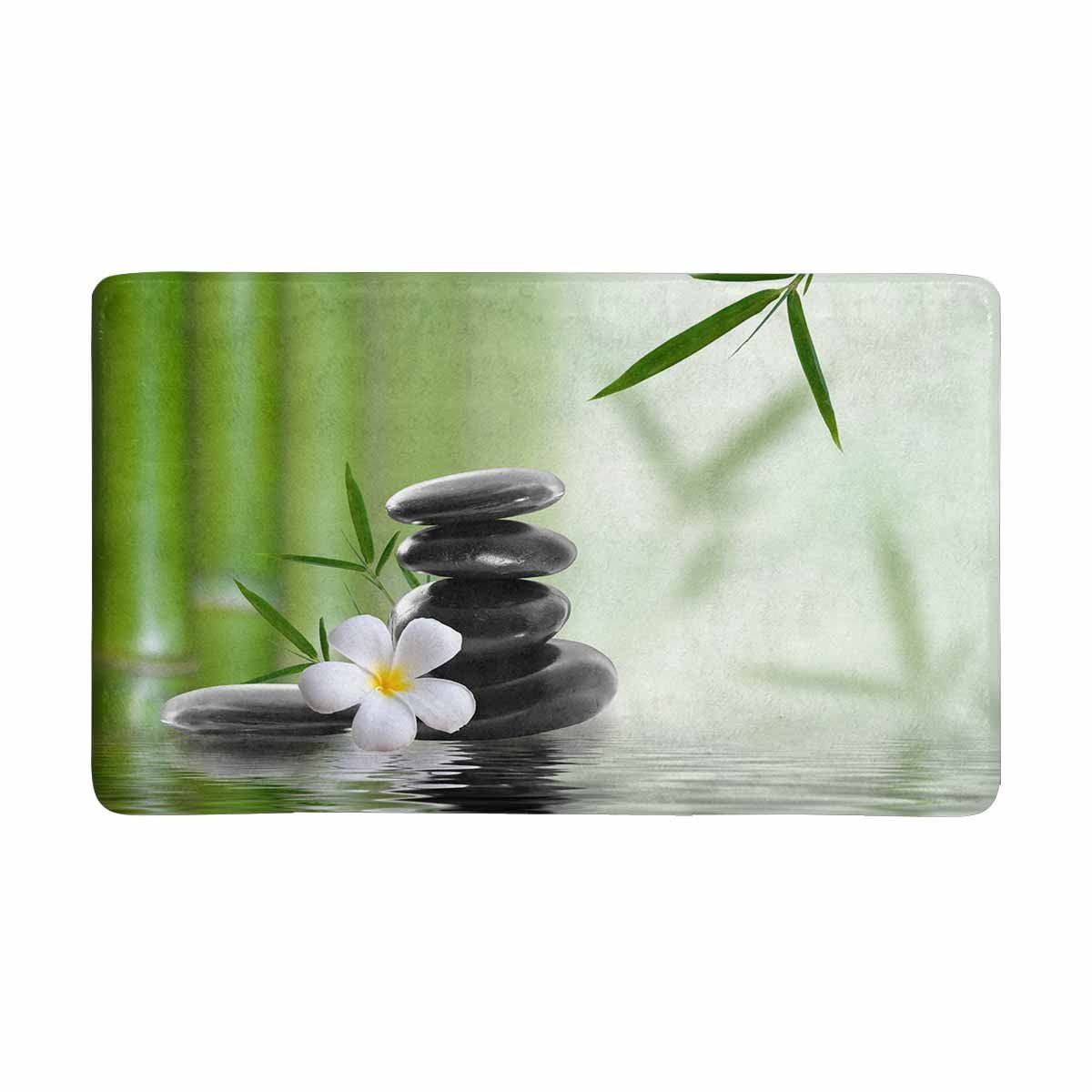 MKHERT Spa Decor Natural Bamboo Massage Stones and Flowers Doormat Rug ...
