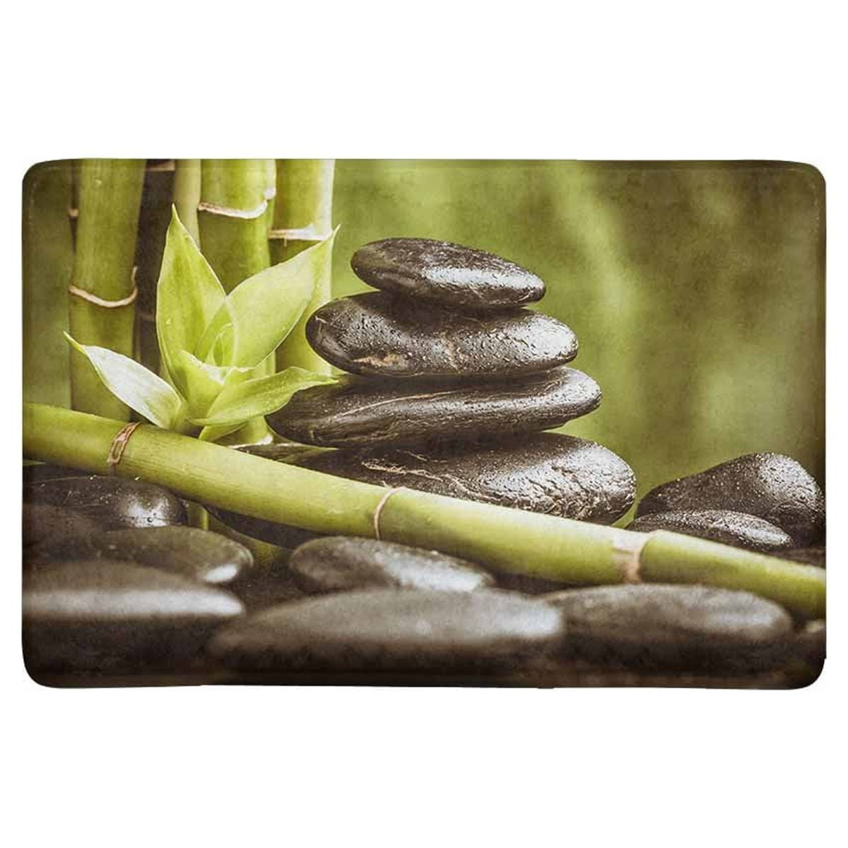MKHERT Spa Natural Theme Zen Basalt Stones and Bamboo Doormat Rug Home ...