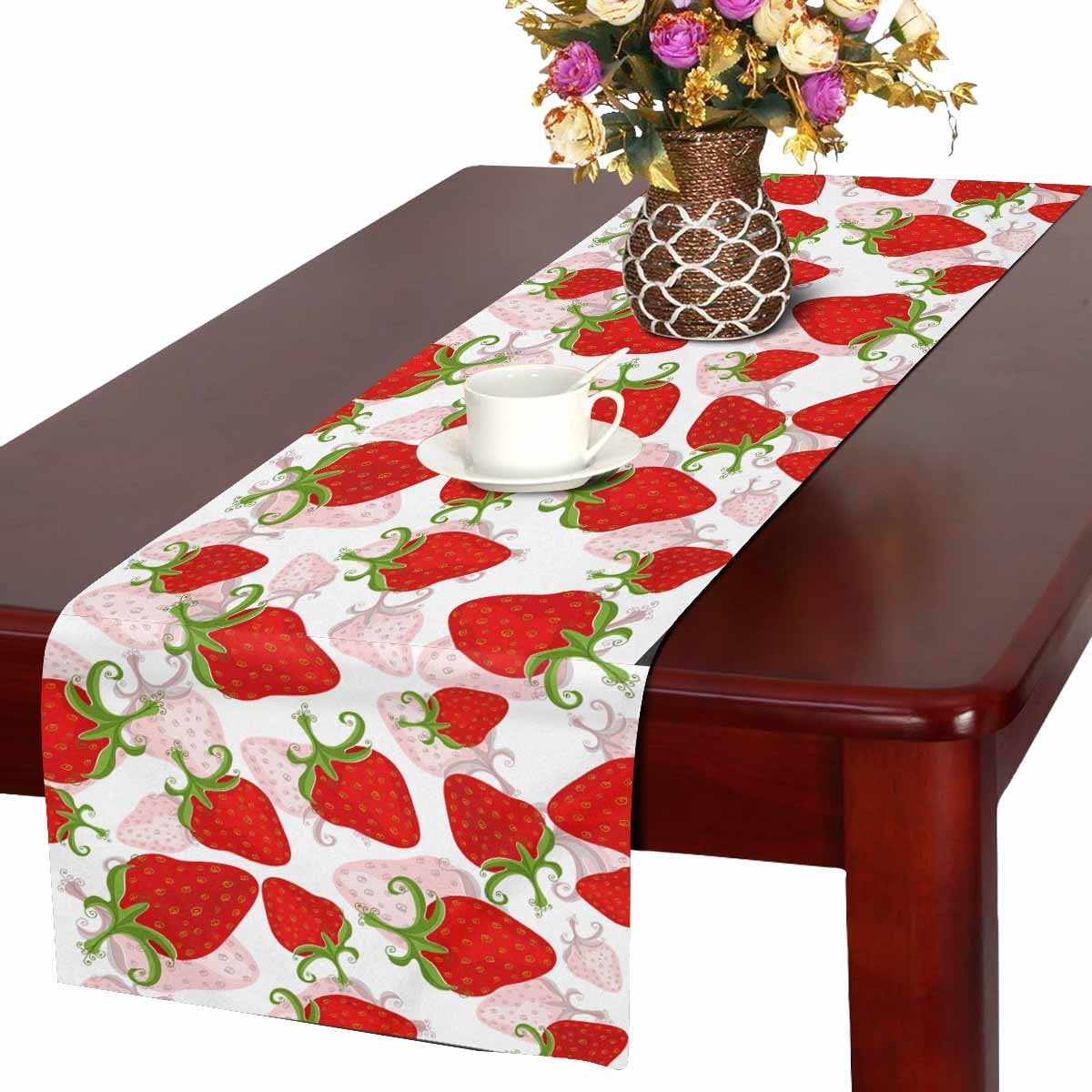 MKHERT Summer Fruit Table Runner, Strawberry Table Cloth Runner for ...