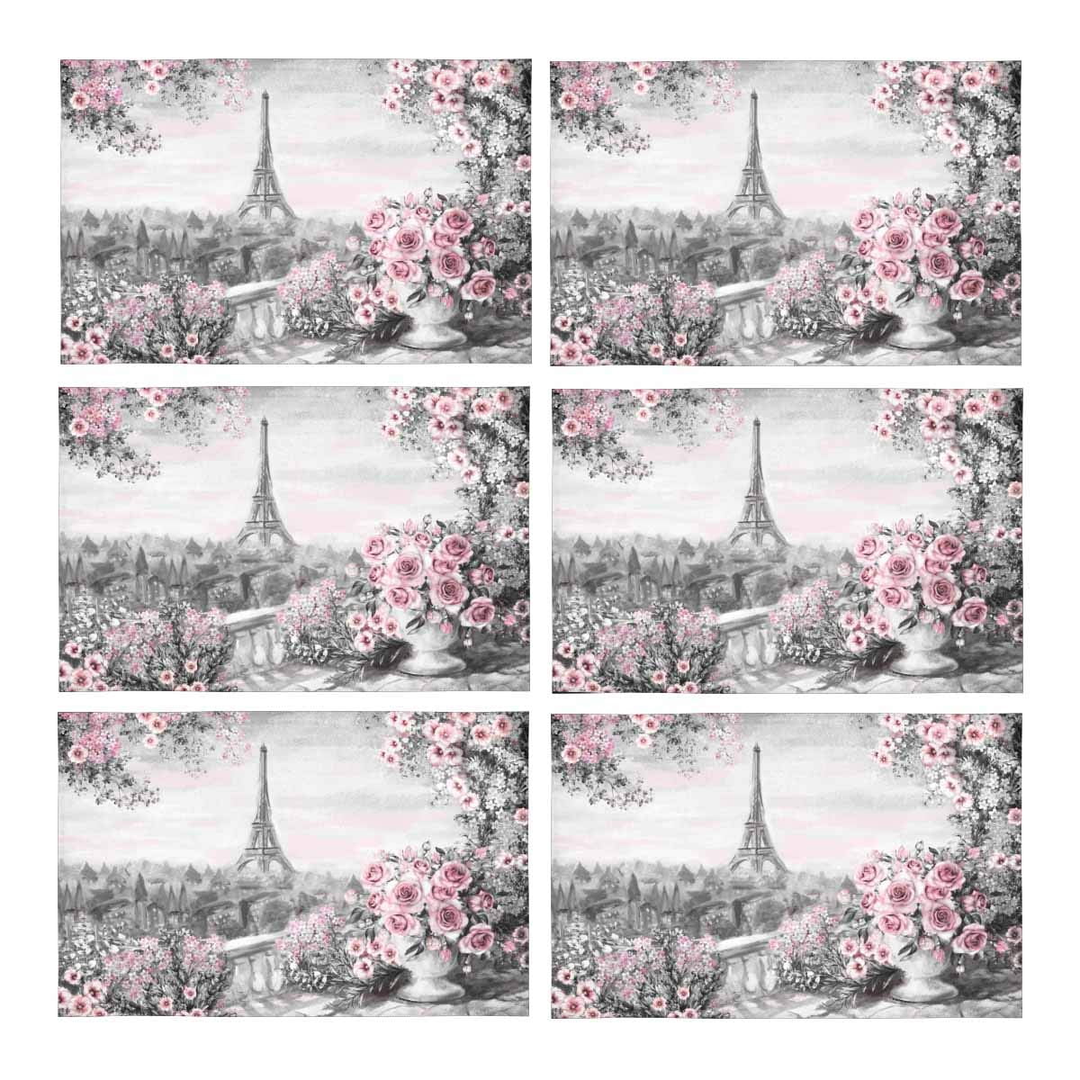 MKHERT Summer Paris City Landscape Eiffel Tower and Roses Painting ...