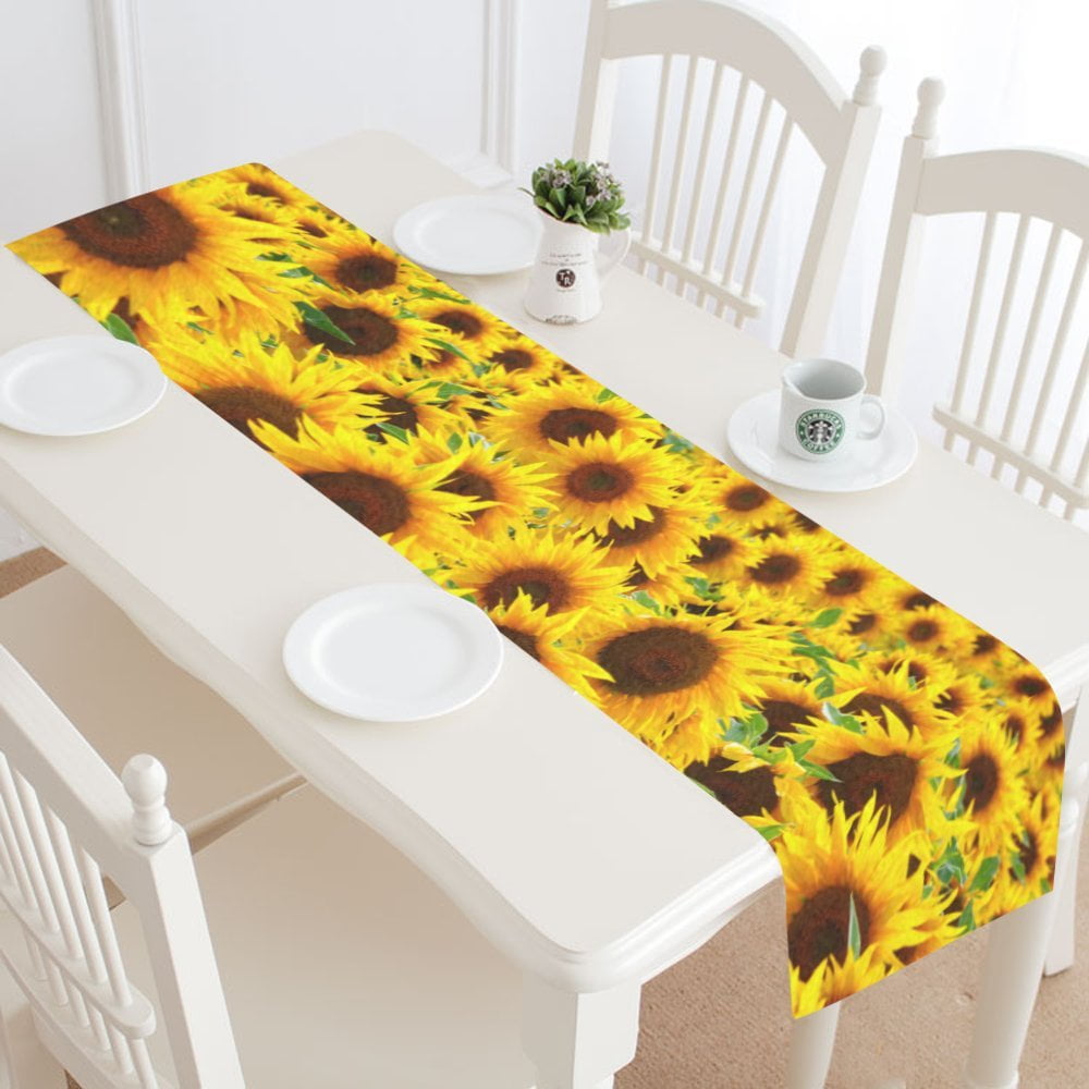 MKHERT Sunflower Field Table Runner for Office Kitchen Dining Room ...