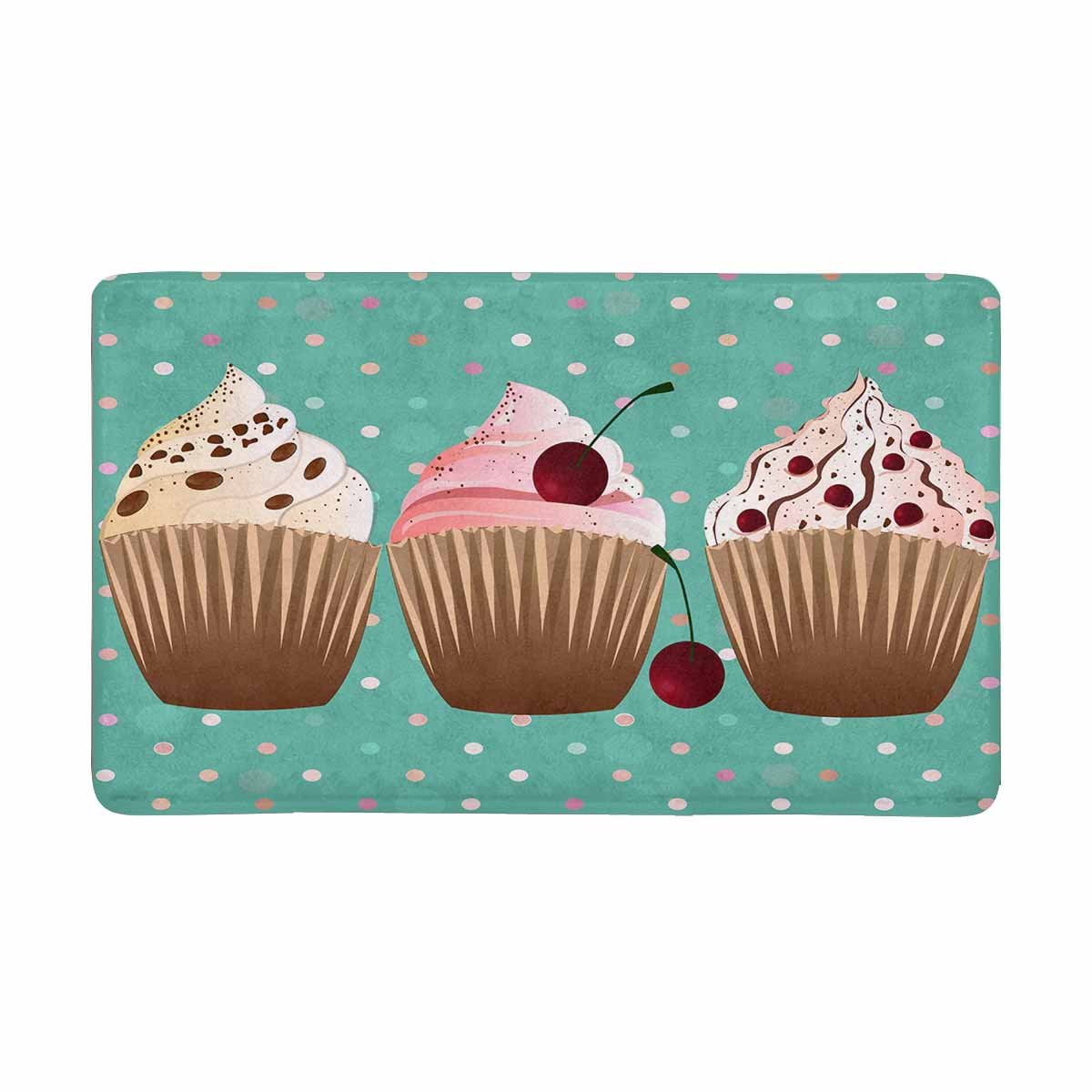 MKHERT Sweet Cupcakes Desserts with Polka Dots Doormat Rug Home Decor ...