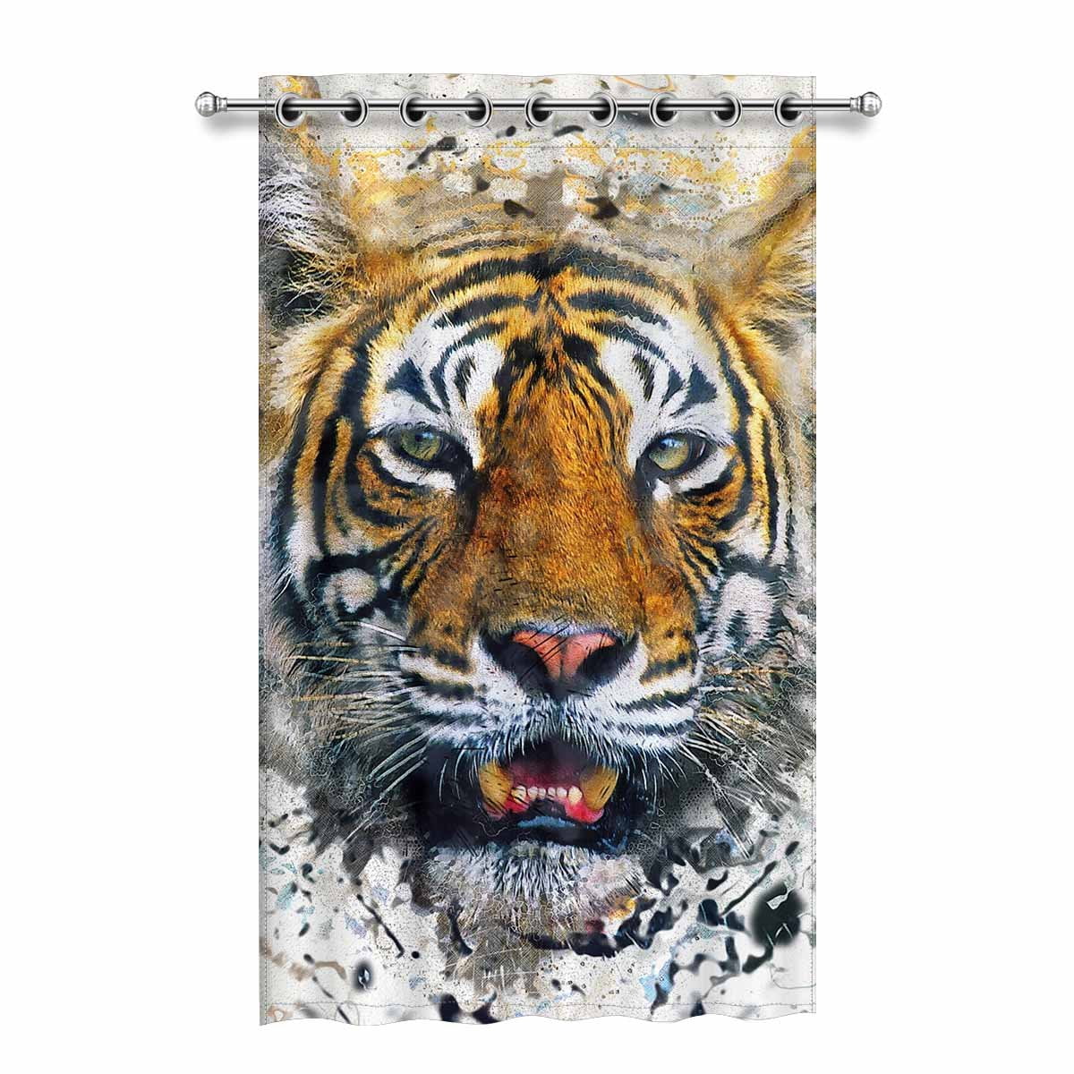 MKHERT Tiger Blackout Window Curtain Drapes Bedroom Living Room Kitchen ...