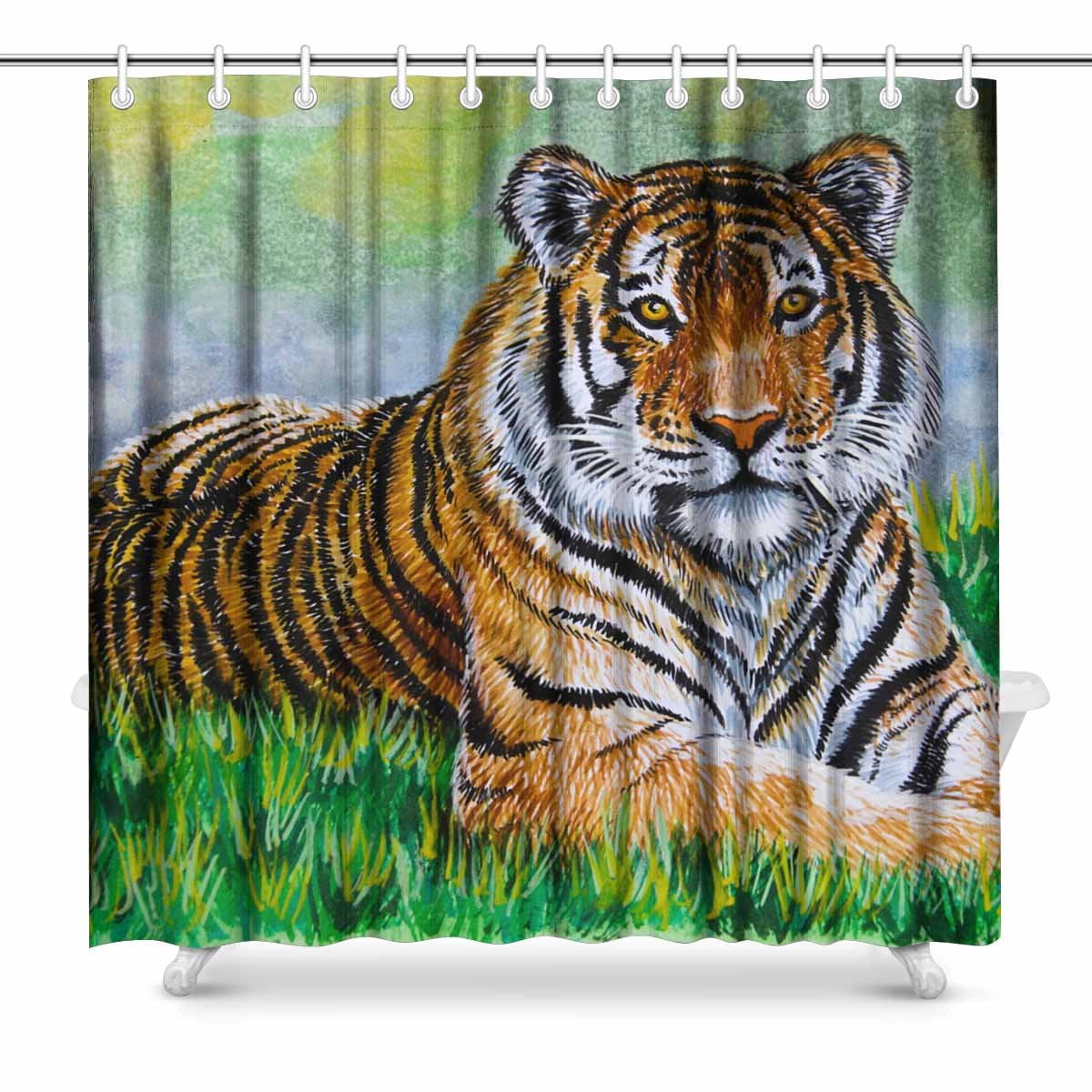 MKHERT Tiger Shower Curtain Home Decor Bathroom Shower Curtain 66x72 ...
