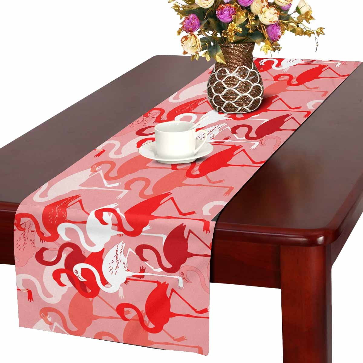 MKHERT Tropical Flamingo Table Runner, Pink Flamingo Table Cloth Runner ...