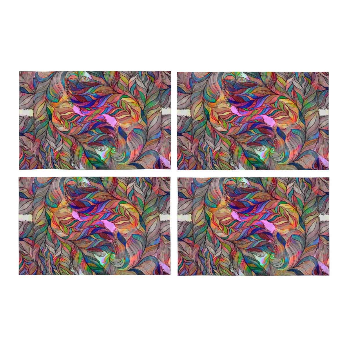 MKHERT Vibrant Feather Placemats Table Mats for Dining Room Kitchen ...