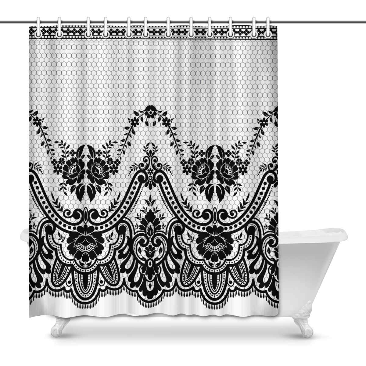 MKHERT Vintage Black Lace Pattern Flower Waterproof Polyester Fabric ...