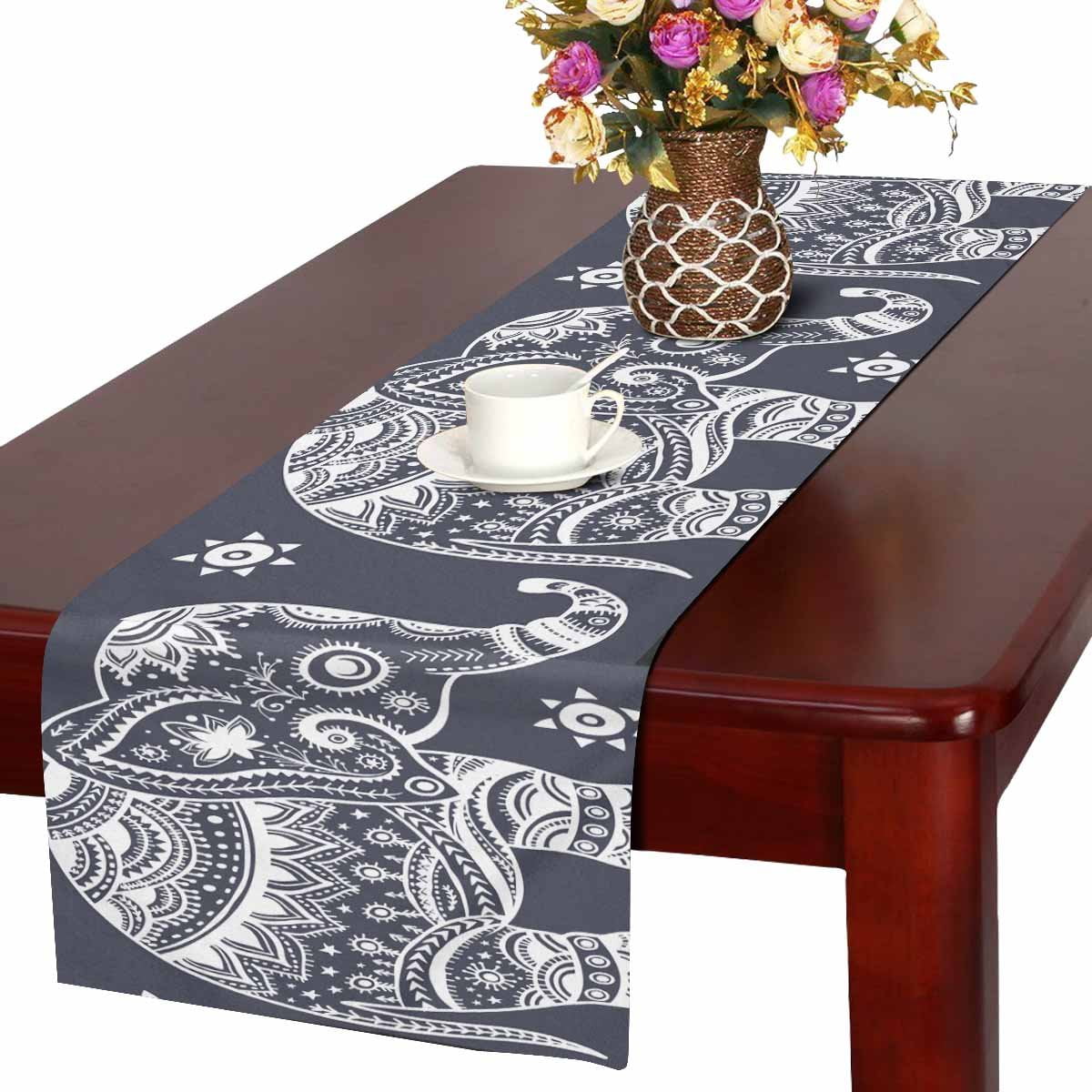 MKHERT Vintage Graphic Lotus Ethnic Elephant Table Runner For Wedding ...