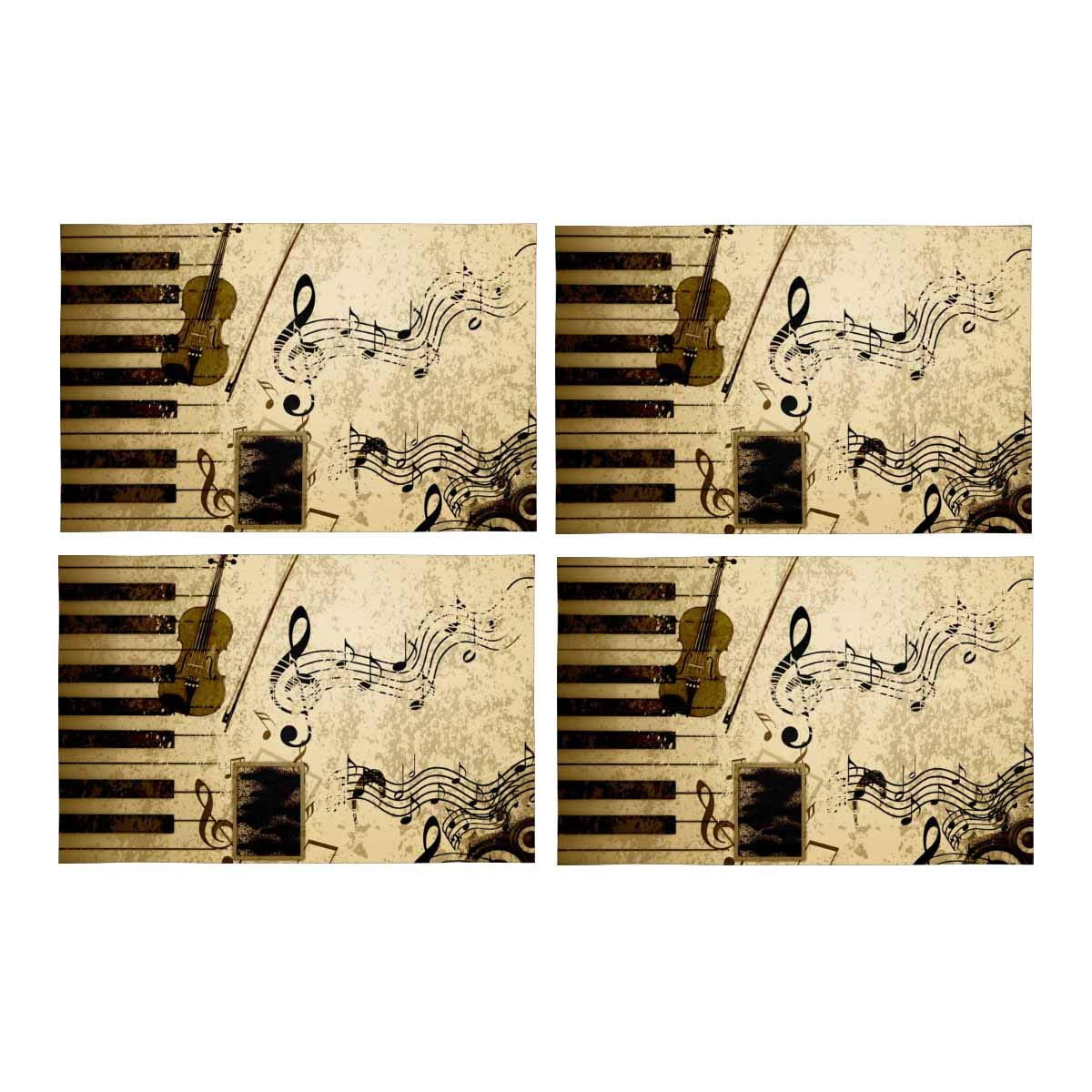 MKHERT Vintage Musical Violin Piano and Music Notes Placemats Table ...