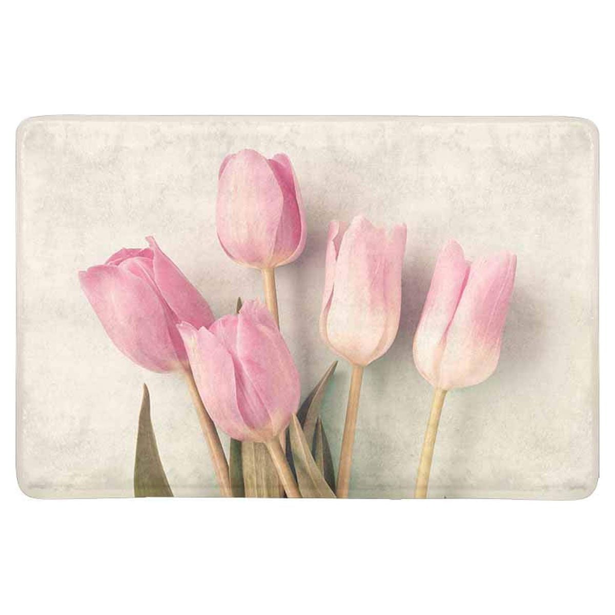 MKHERT Vintage Pink Tulips Flowers Doormat Rug Home Decor Floor Mat ...