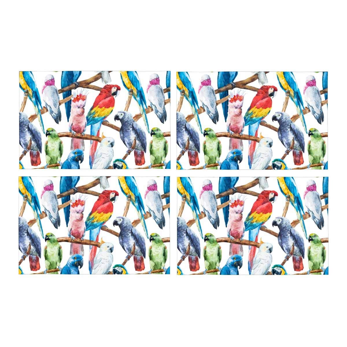 MKHERT Watercolor Bright Parrot Tropical Bird Cockatoos Placemats Table ...