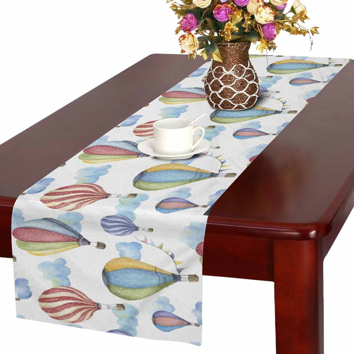 MKHERT Watercolor Cartoon Hot Air Balloon with Flag Garlands and Clouds ...