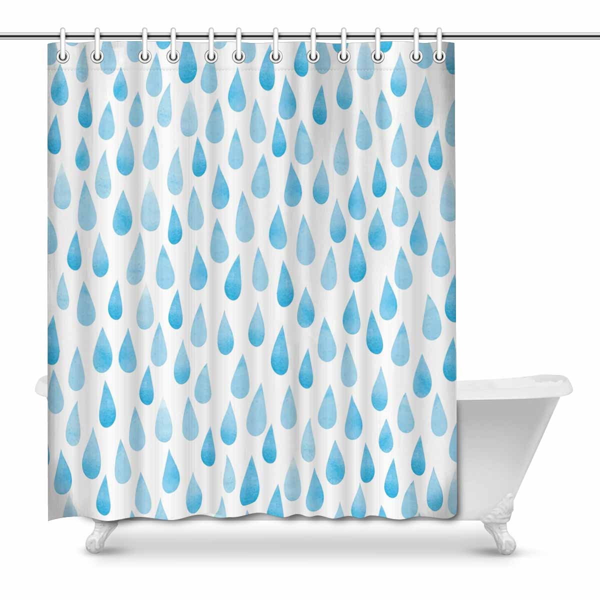 MKHERT Watercolor Rain Drops Stylized Blue Raindrops House Decor Shower ...