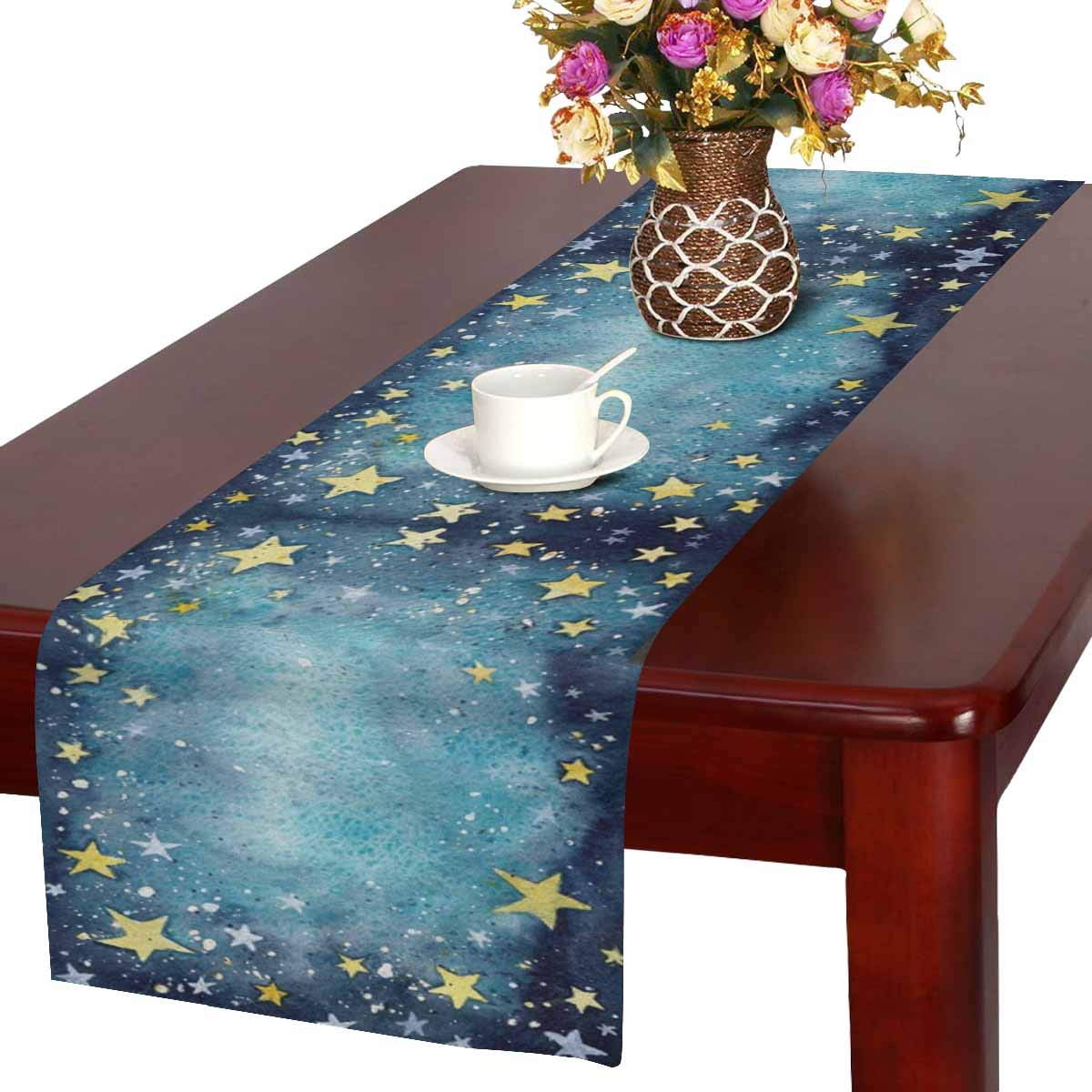 MKHERT Watercolor Starry Sky Cute Stars Table Runner for Office Kitchen ...