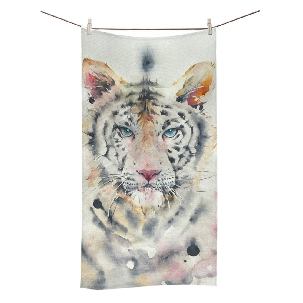 MKHERT Watercolour Painting Of White Tiger Bath Towel Hand Towel Shower ...