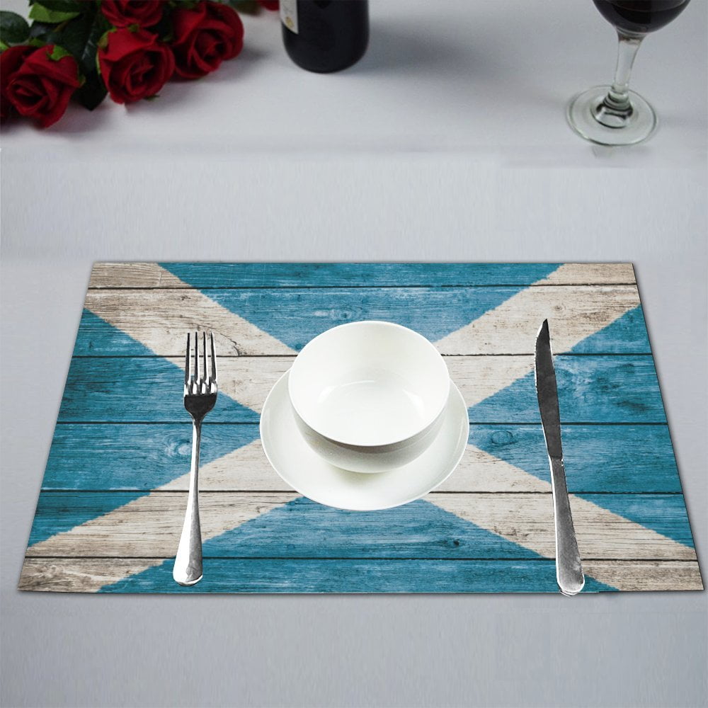 MKHERT Woode Scottish Flag Placemats Table Mats for Dining Room Kitchen ...