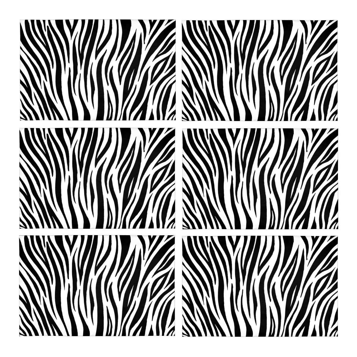 MKHERT Zebra Print Animal Skin Abstract Black and White Lines Placemats ...