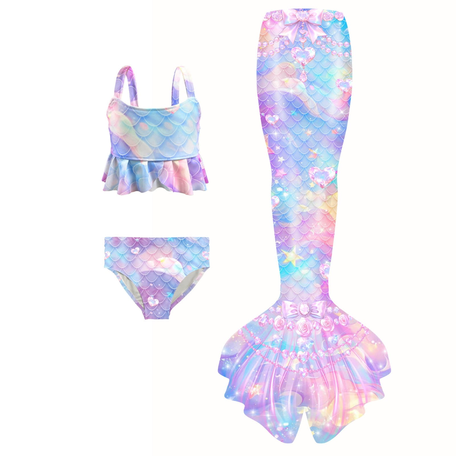 MKHSQHDG Cute Swimsuits 3 Piece Girls Swimsuit Bathing Suits Bikini ...