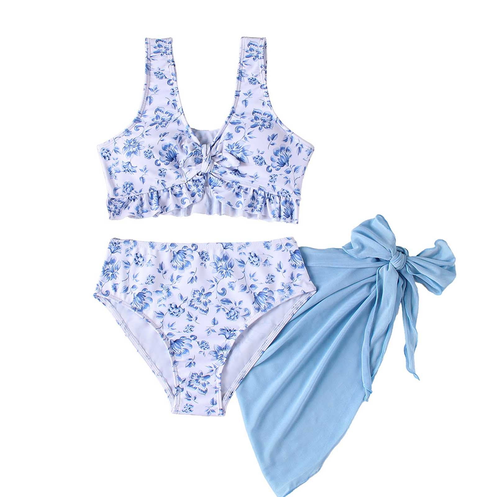 MKHSQHDG Girls Size 10 Swimsuit Girls' 3 Piece Bikini Set with Floral ...