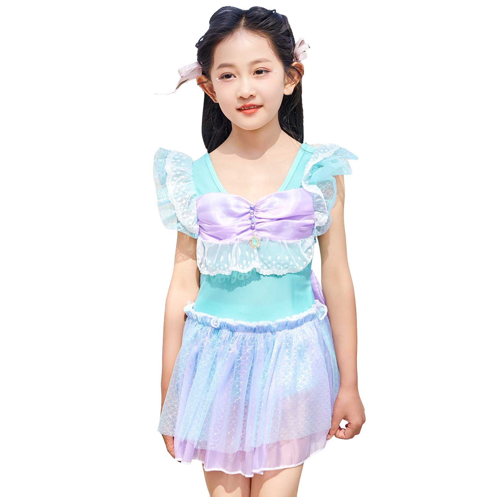 MKHSQHDG Girls Swim Summer Child Girls Fly Sleeve Ruffles Bowknot ...