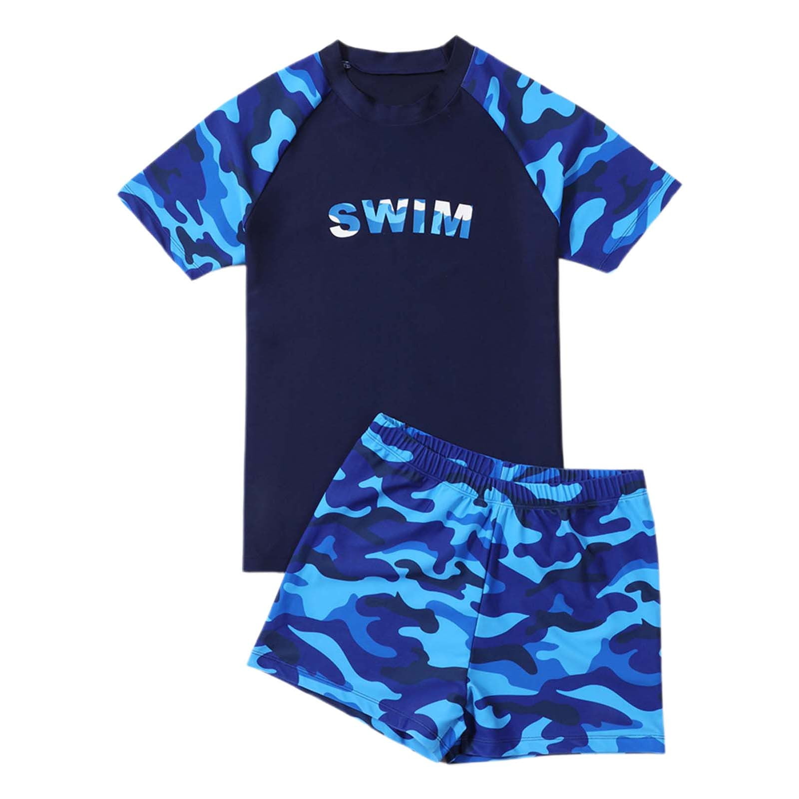 MKHSQHDG Plus Size Swim Suit Boys Swimwear Cute Split Swim Set for Big ...