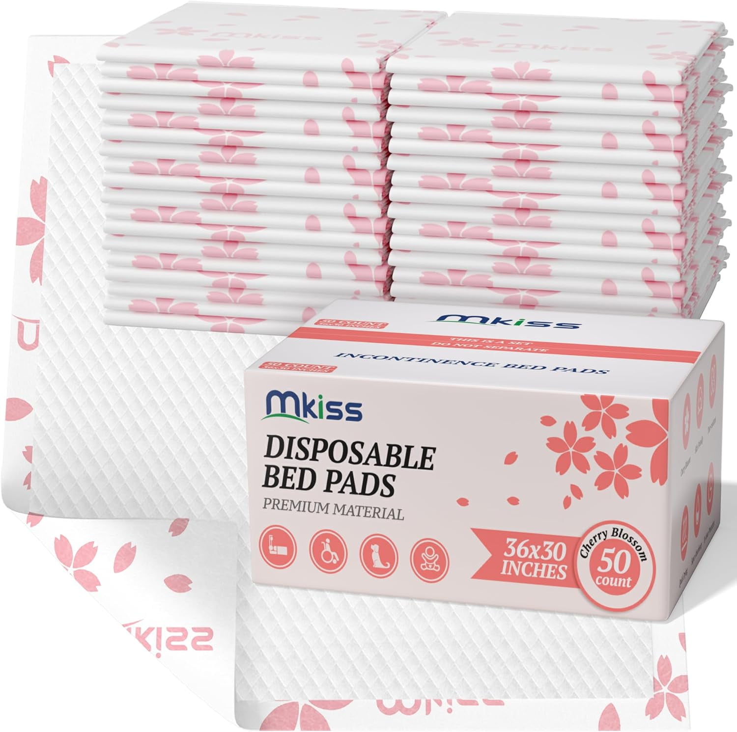 MKISS Heavy Duty Incontinence Underpads, 30" x 36", 50 Count-Ultra ...