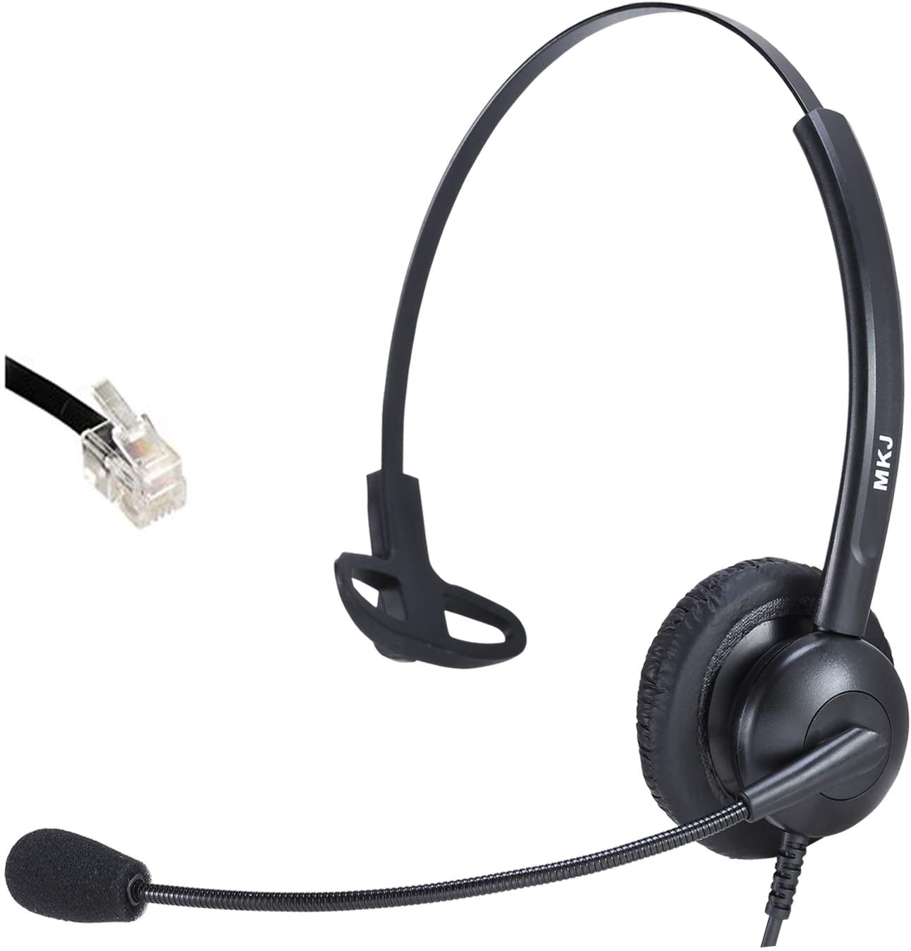 MKJ RJ9 Telephone Headset with Microphone Noise Cancelling Wired ...